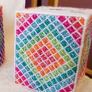 Handmade by Schari | Bath | Handcrafted Needlepoint Bright Tissue Box ...